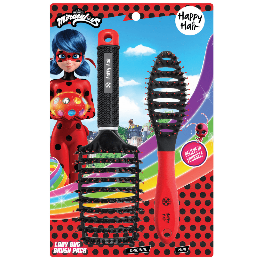 Miraculous Ladybug Detangle Hair Brush Gift Set by Happy Hair Brush™